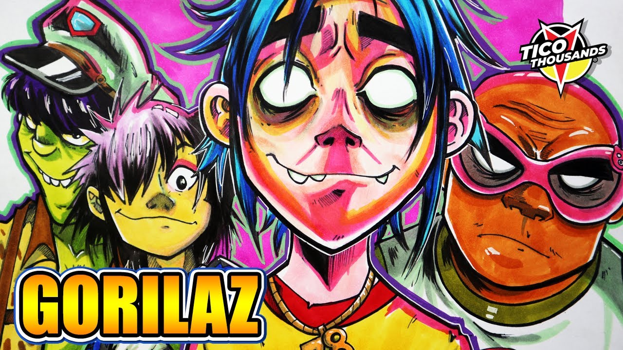 Como DIBUJAR fácil la banda GORILLAZ con marcadores/rotuladores de ...
