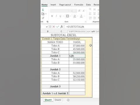Menjumlah Data dengan SUBTOTAL Excel || Contoh 1 #Shorts - YouTube