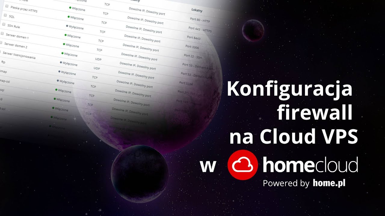 Konfiguracja firewall na Cloud VPS w homecloud.pl - YouTube