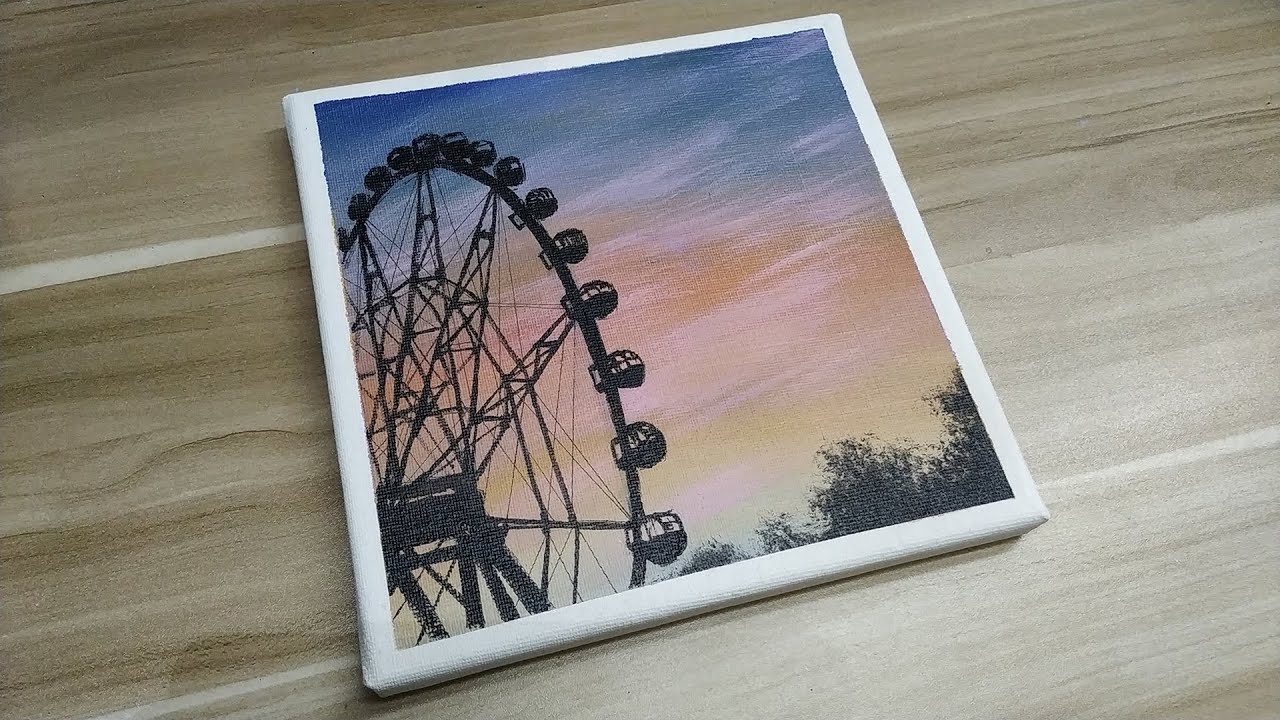 Acrylic painting / How to paint a Ferris wheel /paint asmr/Easy ...