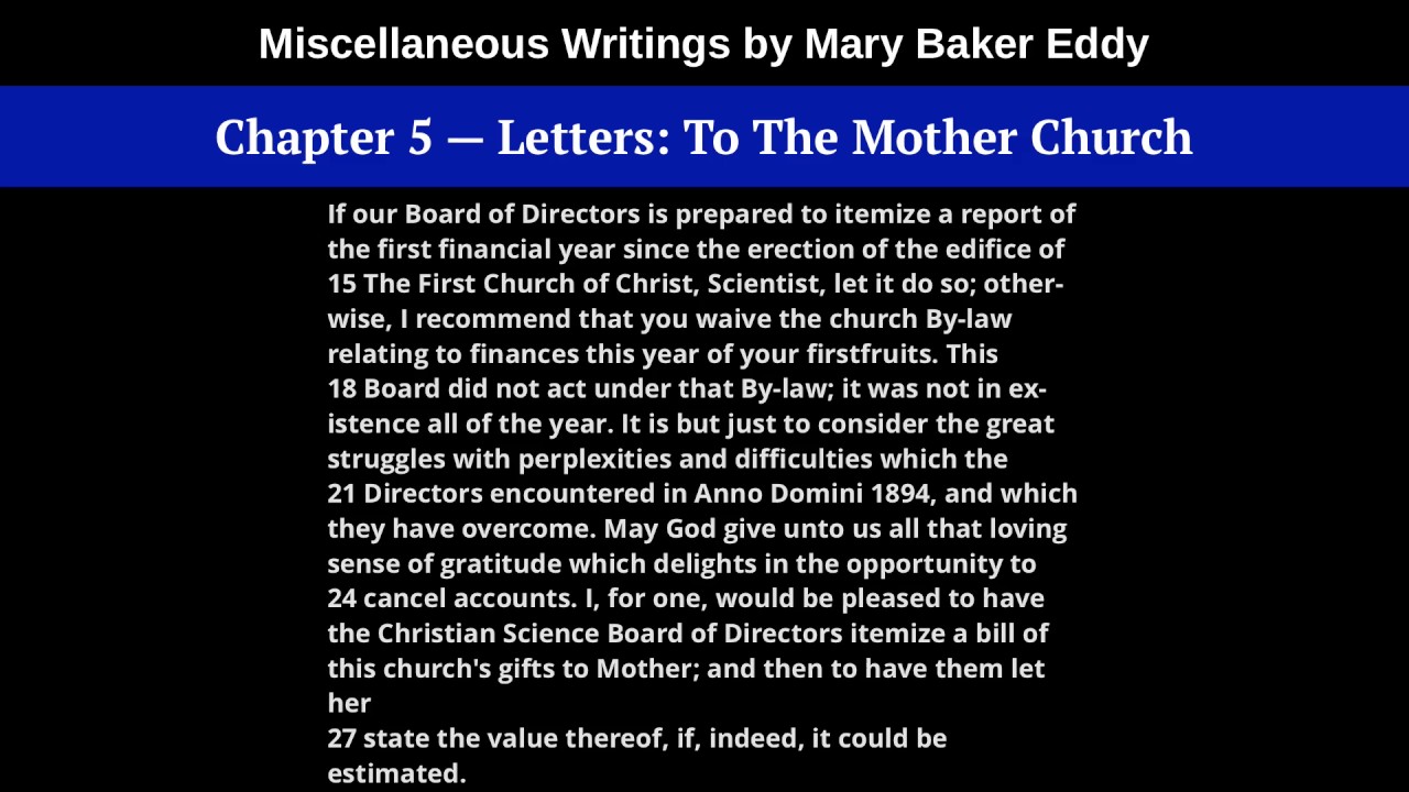 Chapter 5 - Letters, from Miscellaneous Writings, by Mary Baker Eddy ...