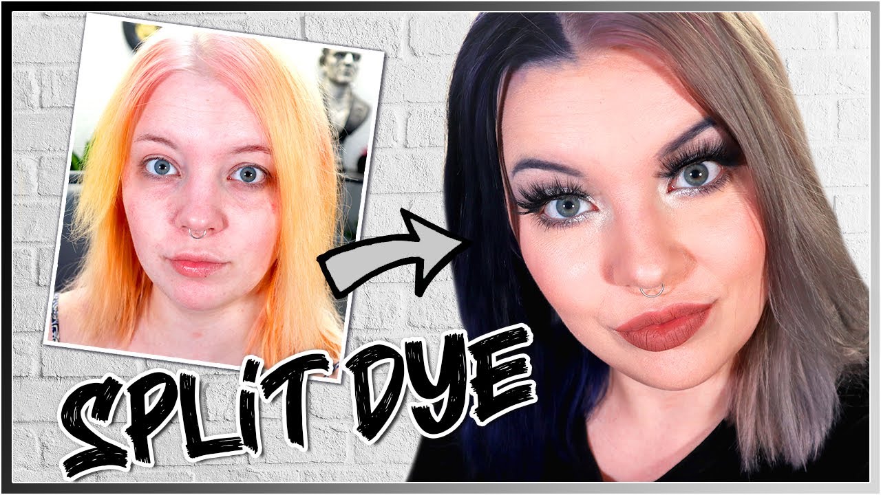 Black & Grey Split Dye Hair ...What A Mess - YouTube