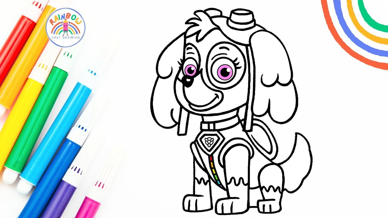 PAW Patrol Drawing Tutorial | How to Draw Skye from PAW Patrol 🌈 🐶🐾 ...