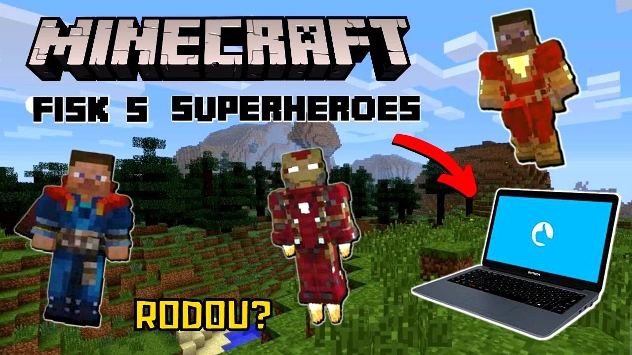 Minecraft: Mod Fisk's heroes em um notebook positivo - YouTube