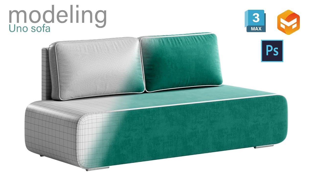 Uno sofa 3d MODELING, 3DS MAX modeling process | TIMELAPS | 3ds max ...
