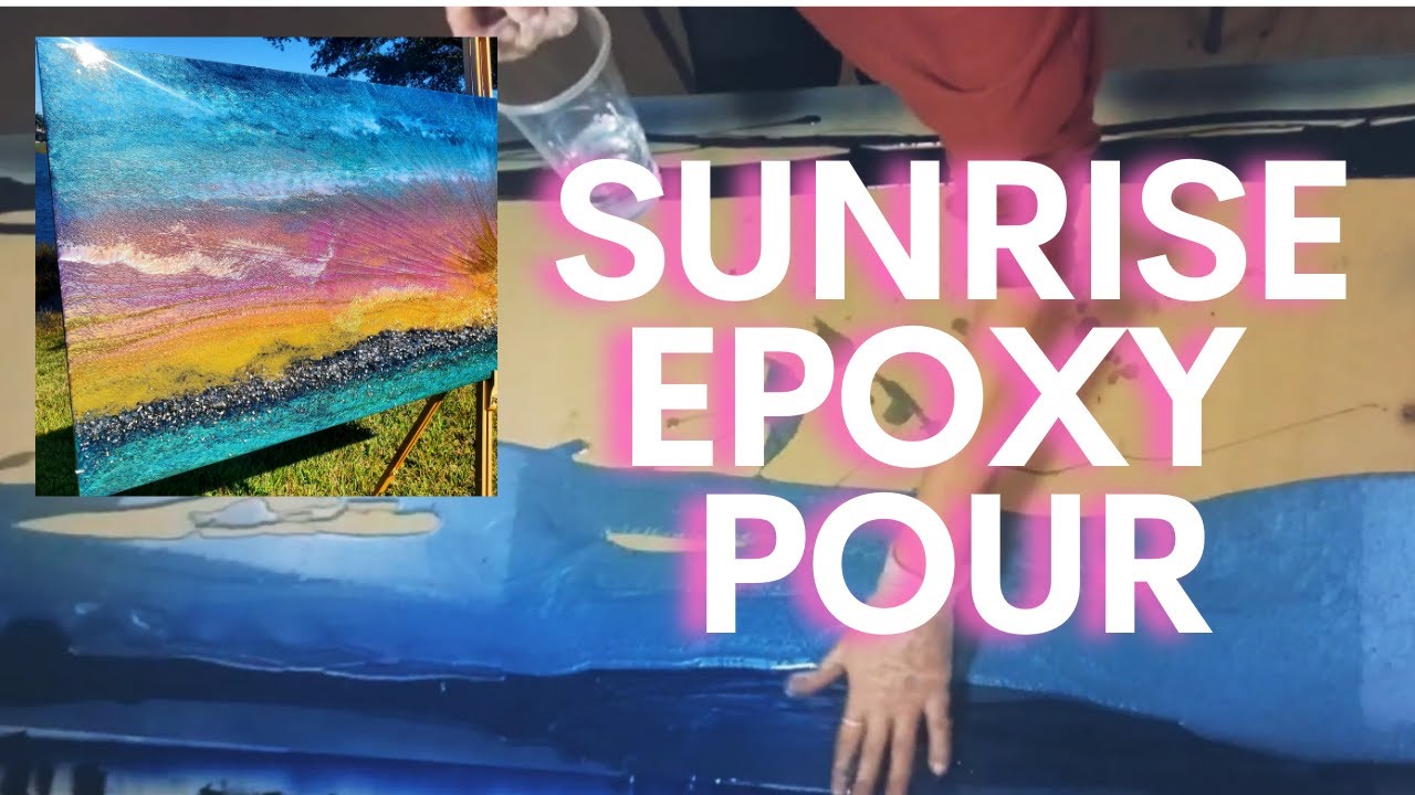 START TO FINISH EPOXY SUNRISE POUR over 2x6ft wood board - YouTube