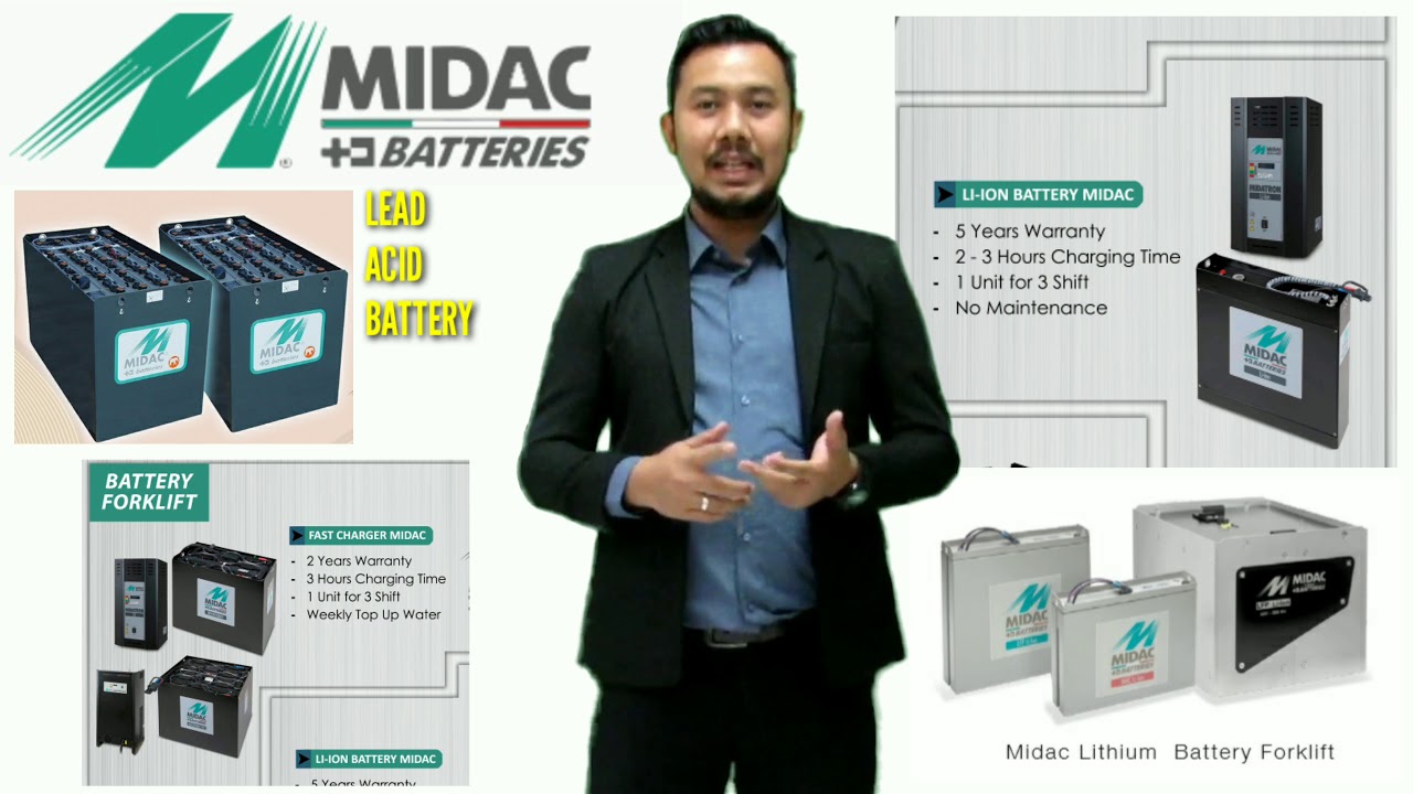 BATTERY FORKLIFT BRAND MIDAC BERKUALITAS - YouTube