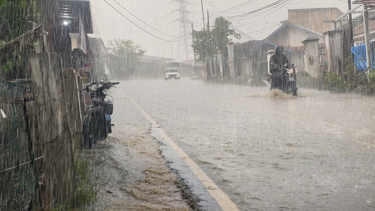 Flooded Streets! Effect of Heavy Rain || Calm Relaxation for a Good ...