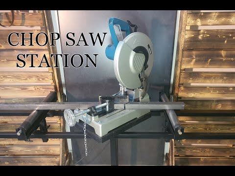 DIY - Chop Saw Station From Old Desk Frame And Treadmill Rollers