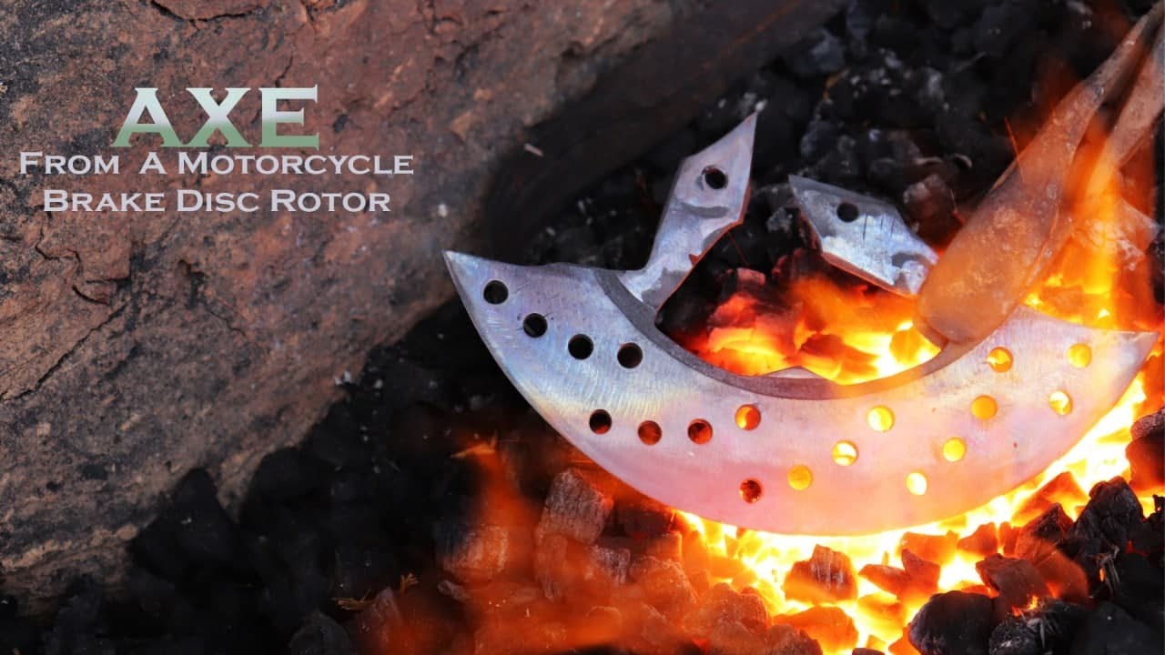 Axe Making - A Nice Axe Made From A Motorcycle Brake Disc Rotor - YouTube