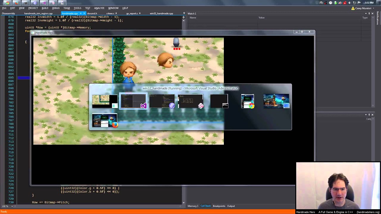 Handmade Hero Day 104 - Switching to Y-is-up Render Targets - YouTube