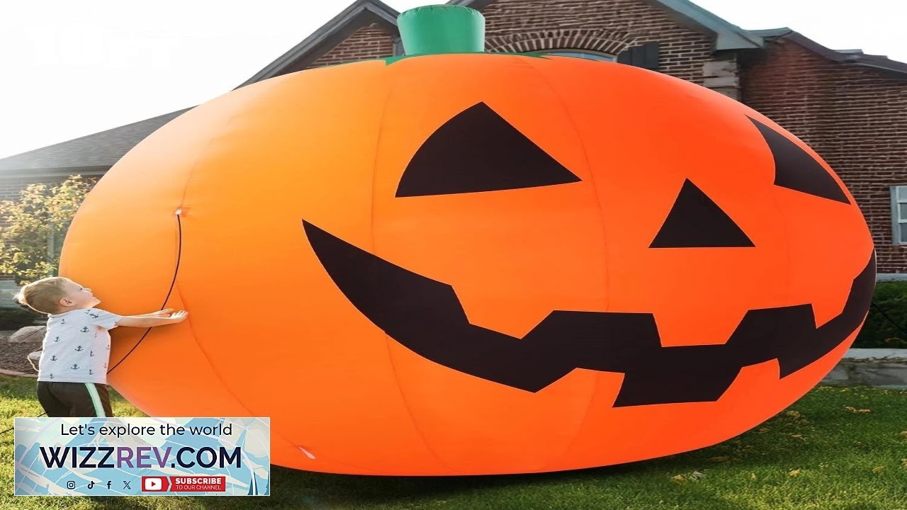 10 FT Halloween Inflatables Giant Pumpkin with Rotating LEDs Outdoor ...