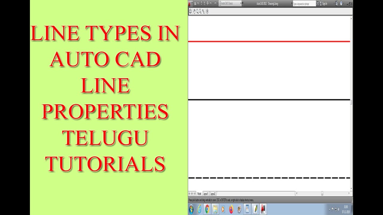 Autocad Line types ! Line weight dotted line layers auto cad telugu ...