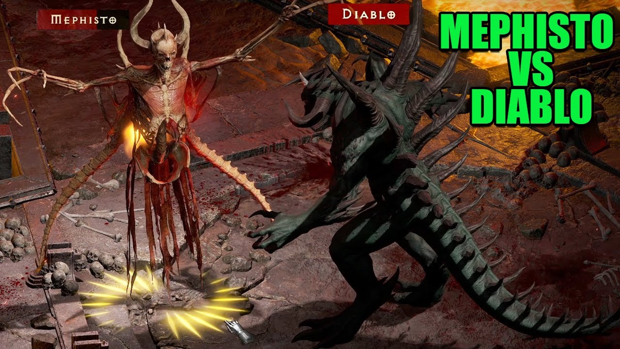 Mephisto vs Diablo in Diablo 2 Resurrected Boss Battle All Skills ...