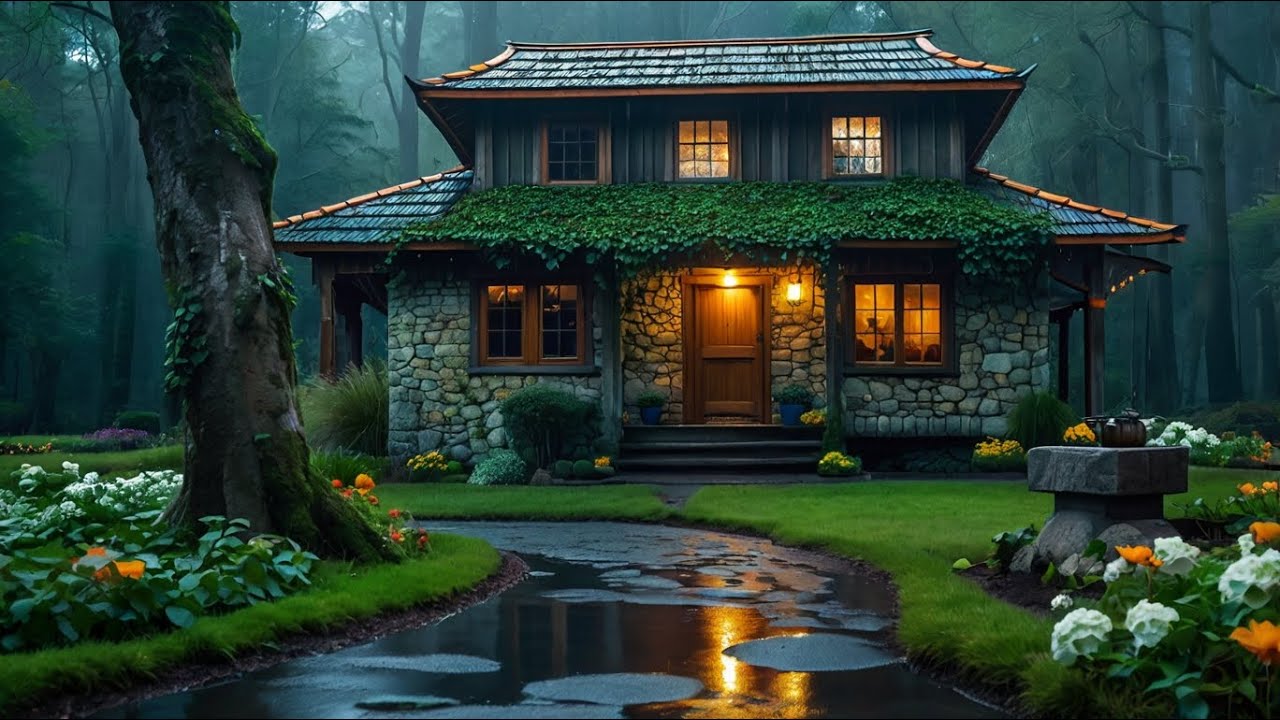 Cozy Rainy Night in a Forest Cottage | Relaxing Rain Sounds for ...