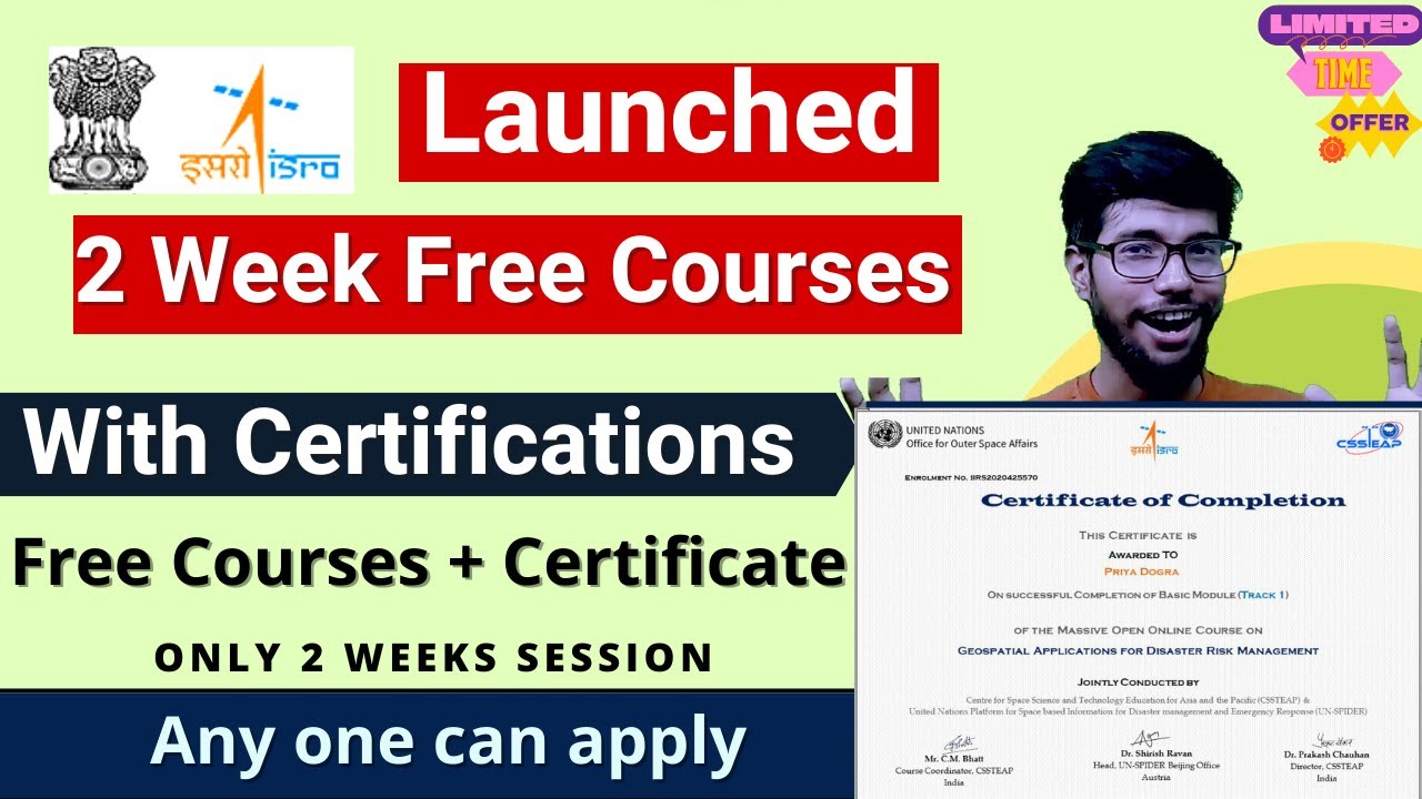 ISRO Free Courses With Free Certificate Online | How To Get Certificate ...