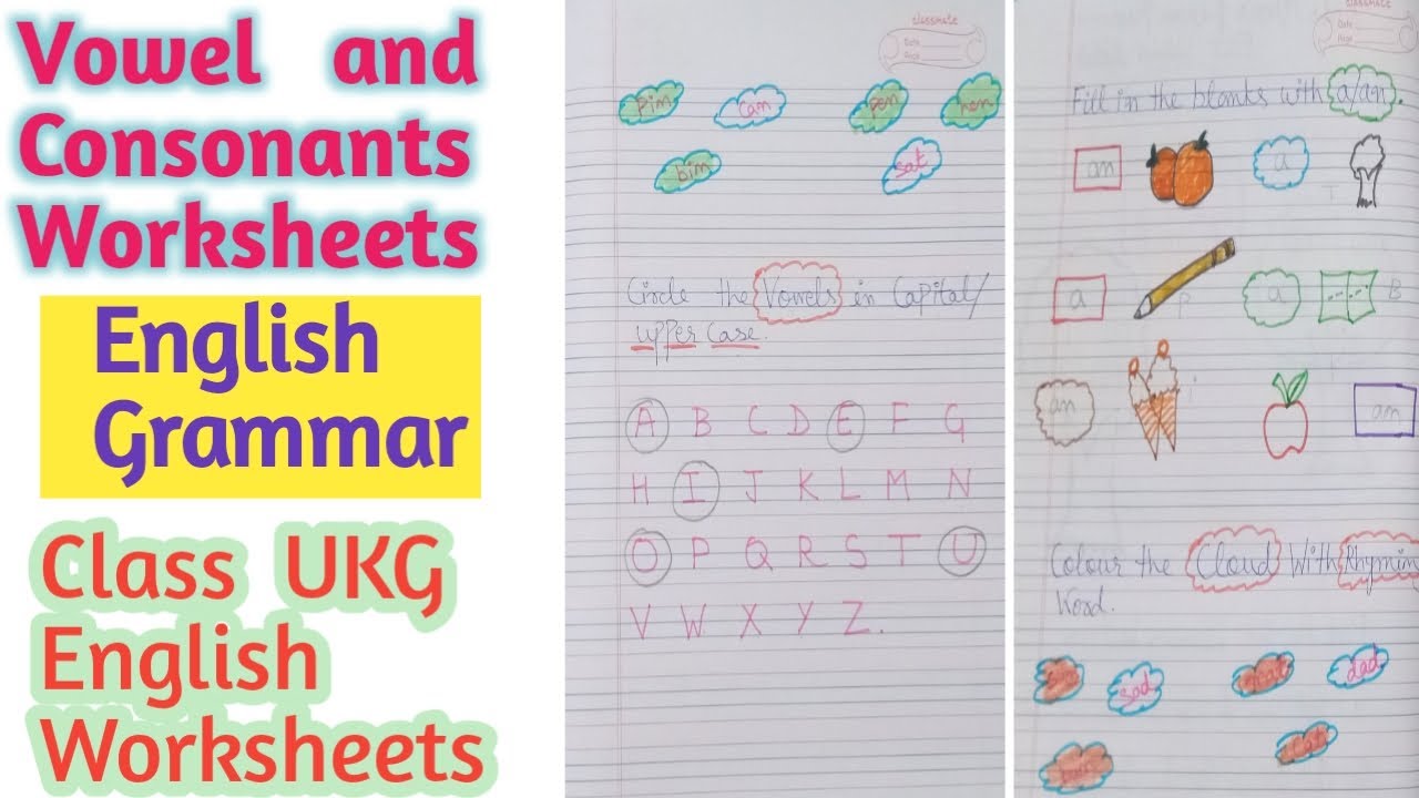 Vowel and consonants for ukg | English grammar for ukg | UKG english ...
