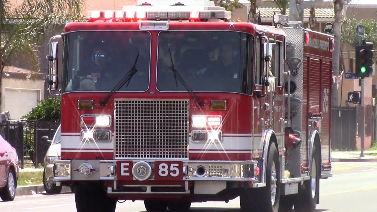 LAFD Engine 85, Rescue 833, and LAPD FPIU responding - YouTube