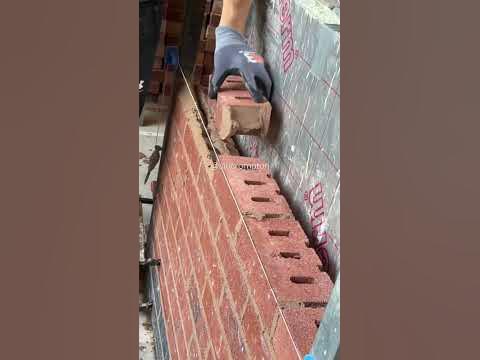 Laying bricks to a string line #bricklaying #youtube #youtubeshorts # ...