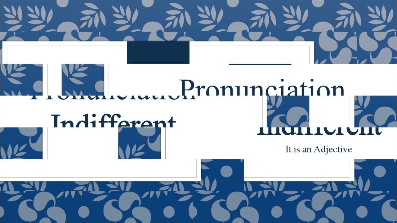 Indifferent word Pronunciation - YouTube
