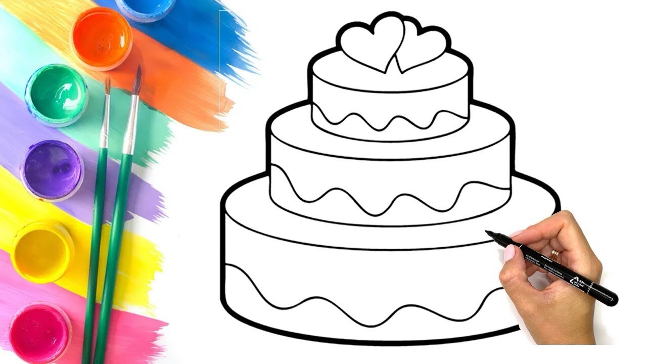 Drawing and Coloring Cake 🎂 Menggambar dan Mewarnai Kue / Pastel para ...