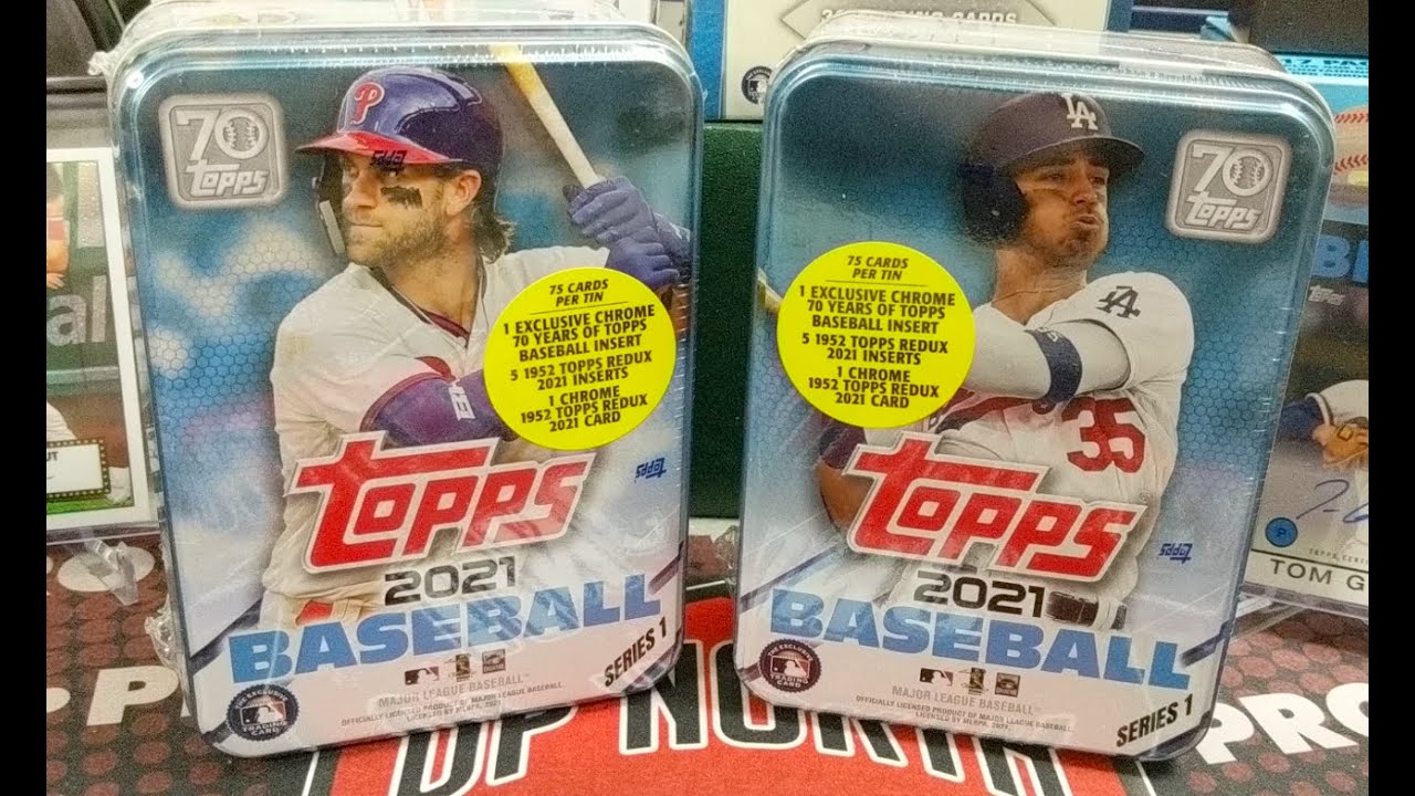2021 Topps Series 1 Baseball Tins ** 75 Cards with Chrome Exclusives ...