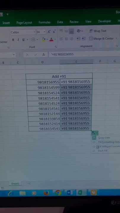 Add +91 (3 Types) in MS Excel #excelwalesir #exceltricks #corporate #training #exceltips # ...