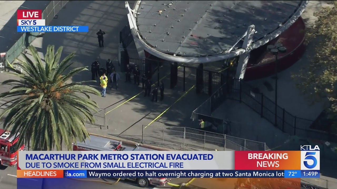 Electrical fire forces evacuation of Los Angeles Metro station - YouTube