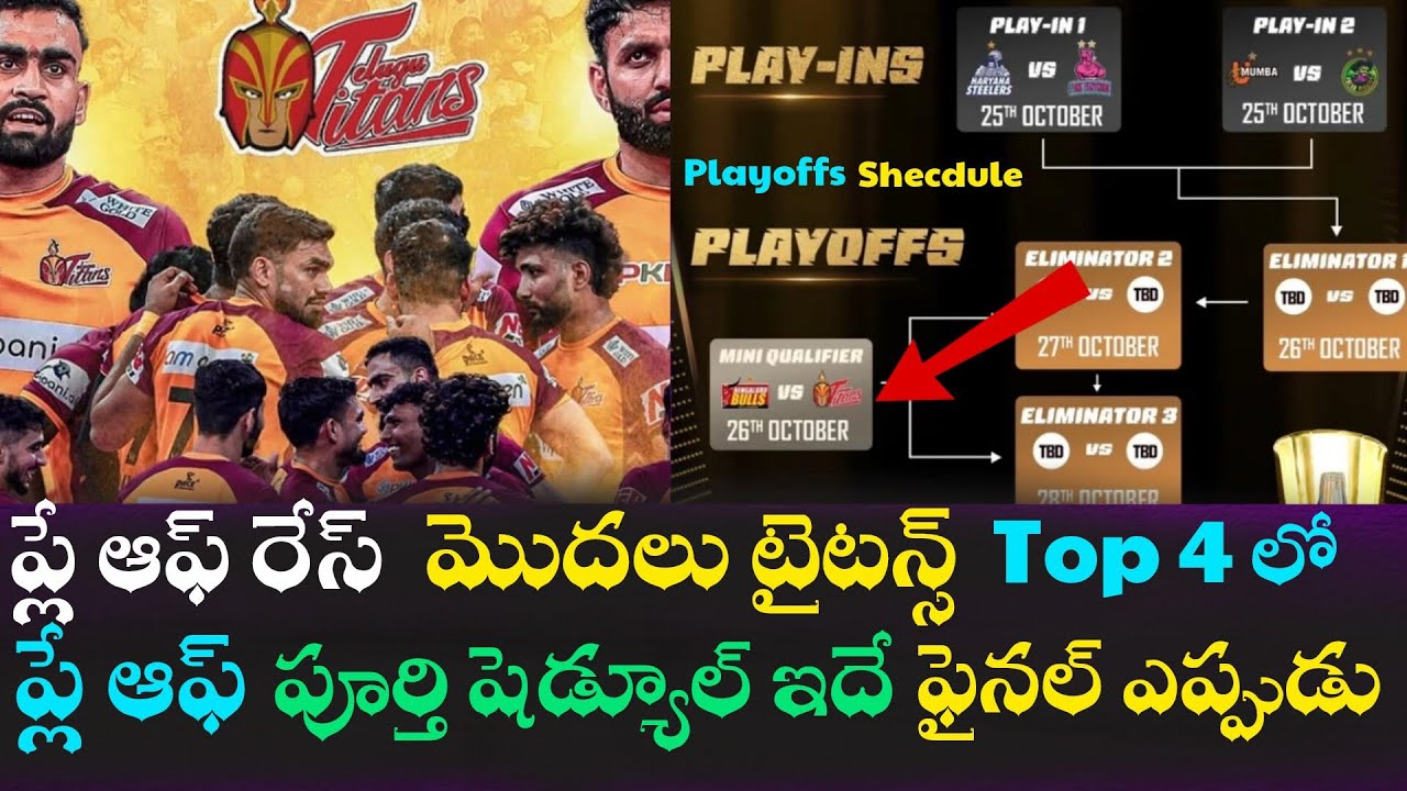 Pkl season 12 playoffs race start |playoffs full schedule telugu titans ...