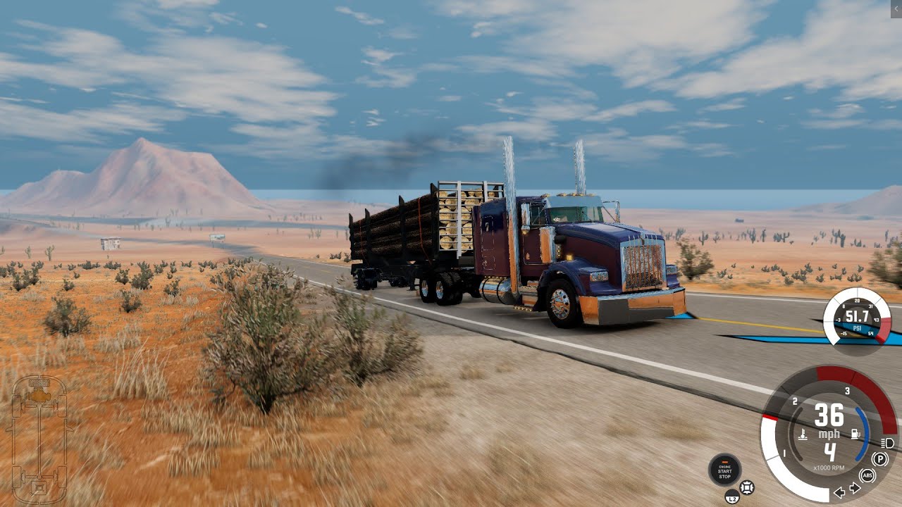 Kenworth T-800 Hauls Logs To A Sawmill [BeamNG.DRIVE] - YouTube
