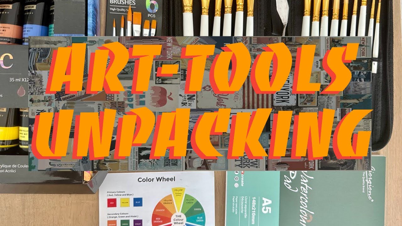 Art-tools unpacking: minimum drawing set, brushes, acrylic paints - YouTube
