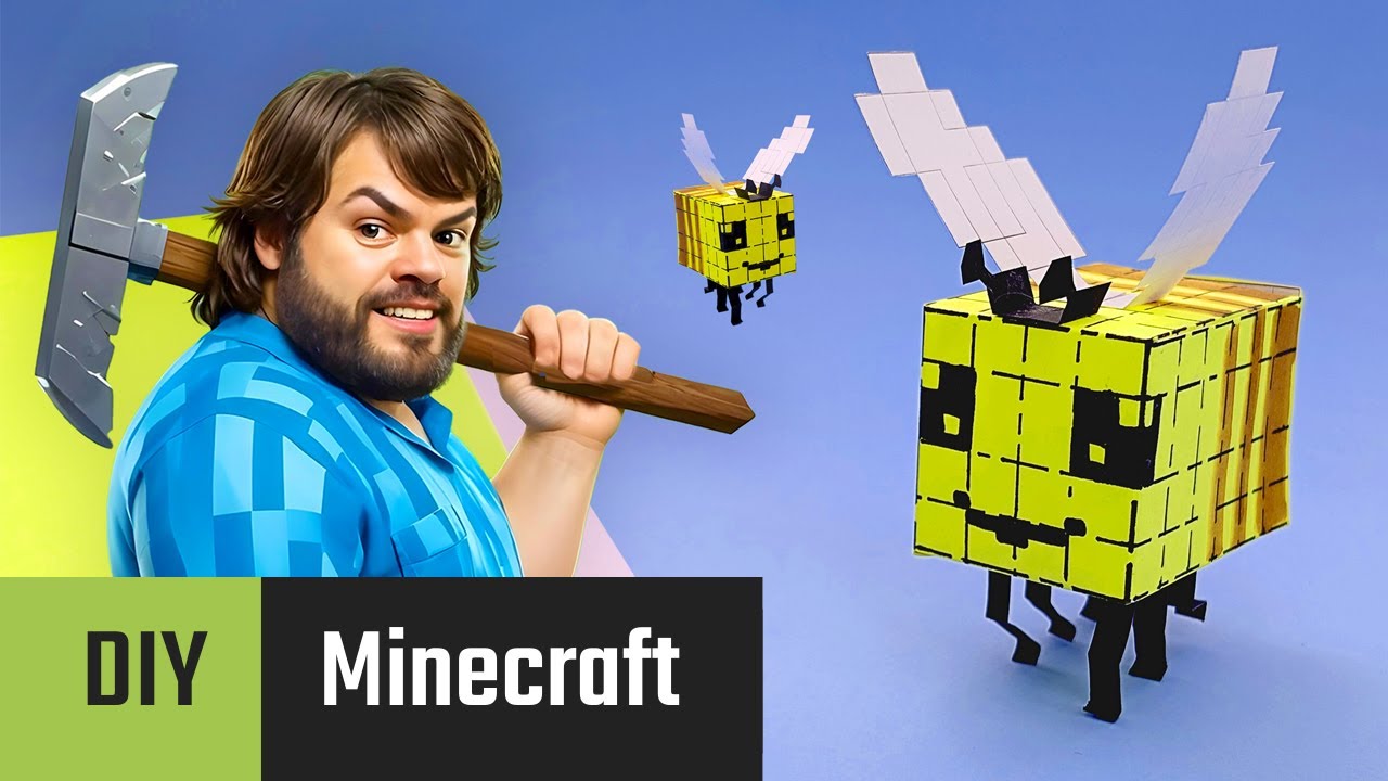 Minecraft Bee Papercraft DIY – How to Make a Paper Minecraft Bee Step ...