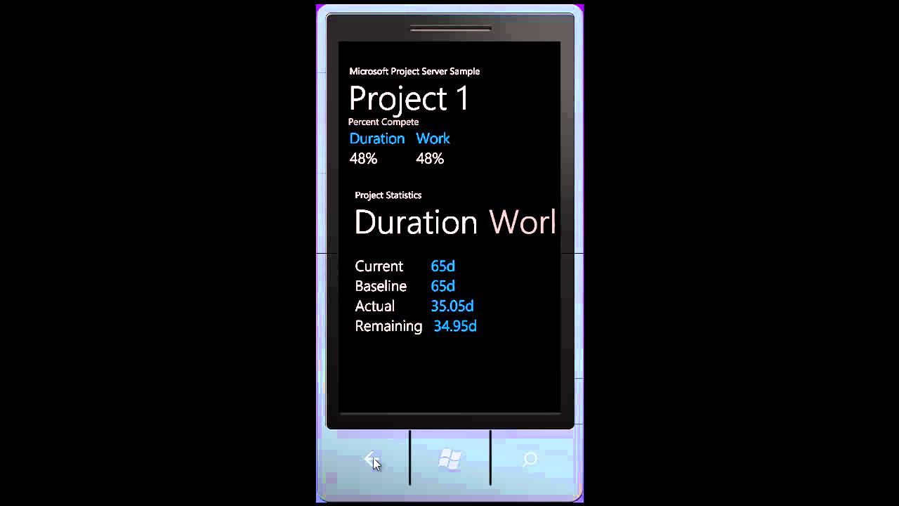Windows Phone 7 Microsoft Project UI Preview - YouTube