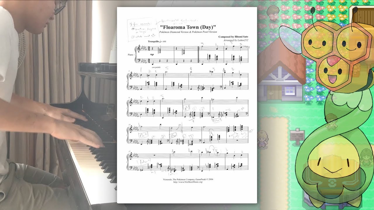 "Floaroma Town" (from "Pokémon DPPt") || Piano Cover + Sheets ^^ - YouTube