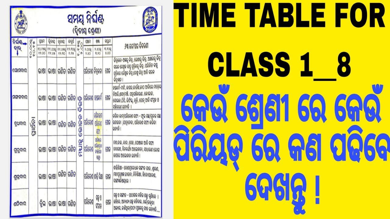 TIME TABLE FOR CLASS 1 TO 8 YouTube time-table-for-class-1-to-8-youtube