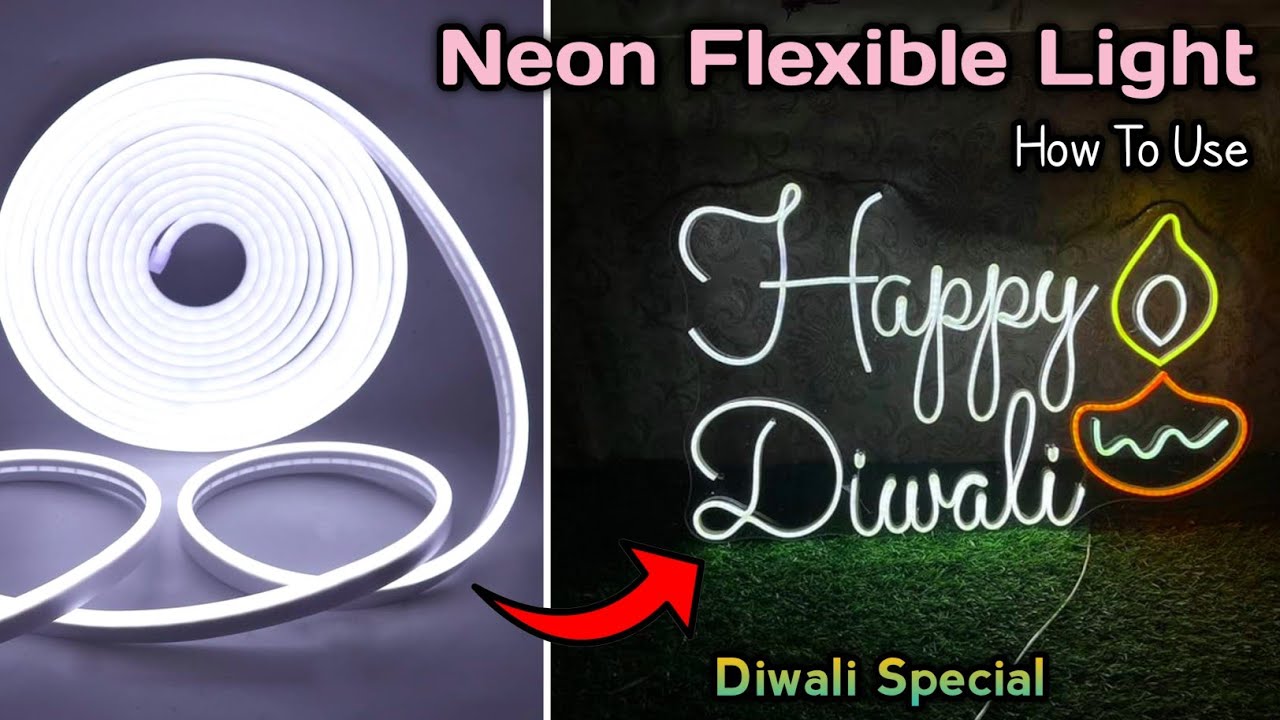 Neon Flexible Strip Light Happy Diwali Making // How To Cut and Sold ...