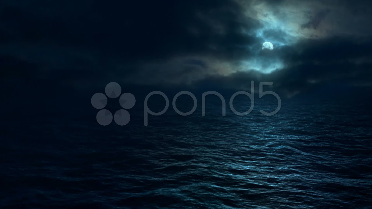 Moon Over Ocean At Night Hd. Stock Footage - YouTube