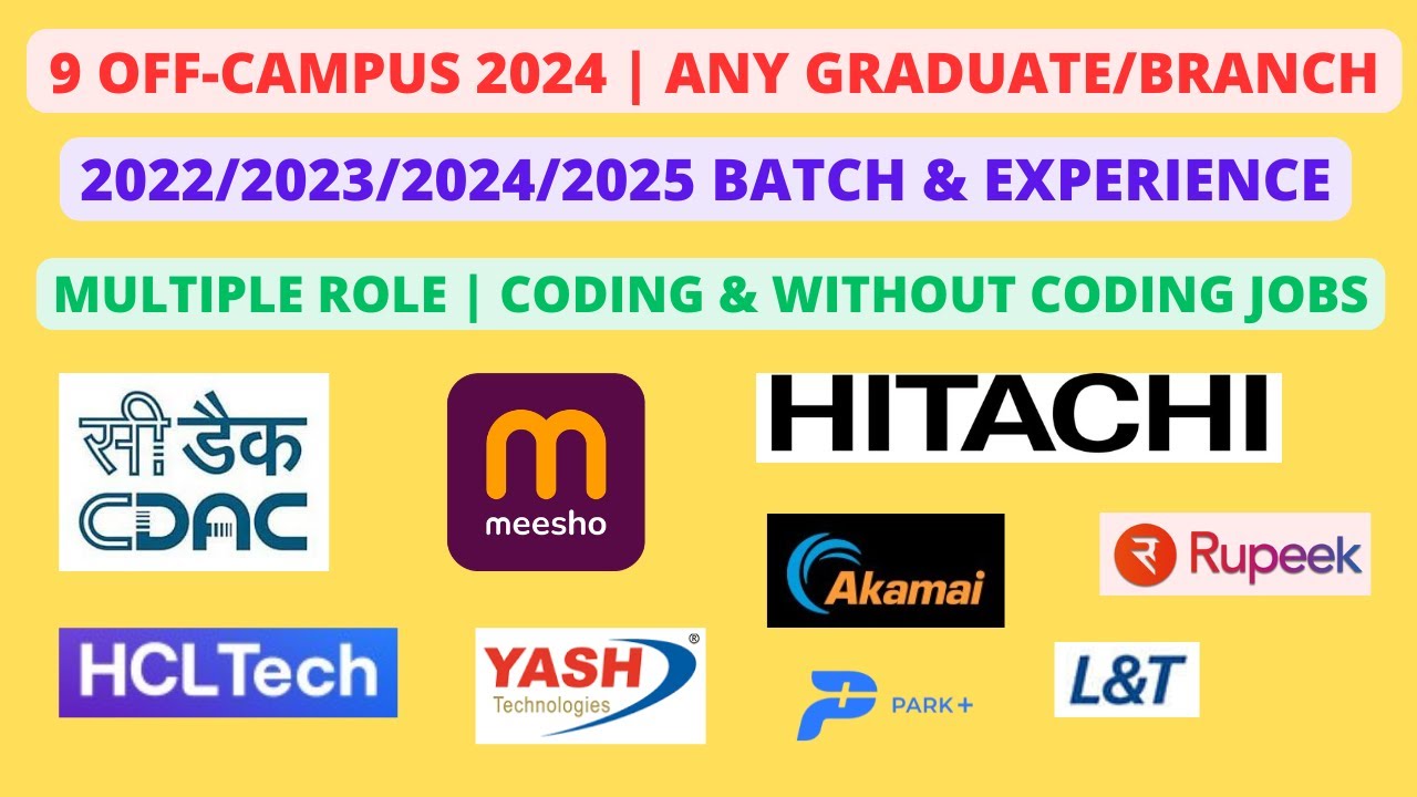 9 Off Campus Hiring | 2023/2024/2025 batch& Experience | Any Graduate ...