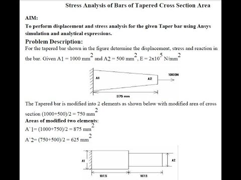 Dip. EX 05 : Stress ,Deformation & Reaction Analysis of Tapered Bar ...