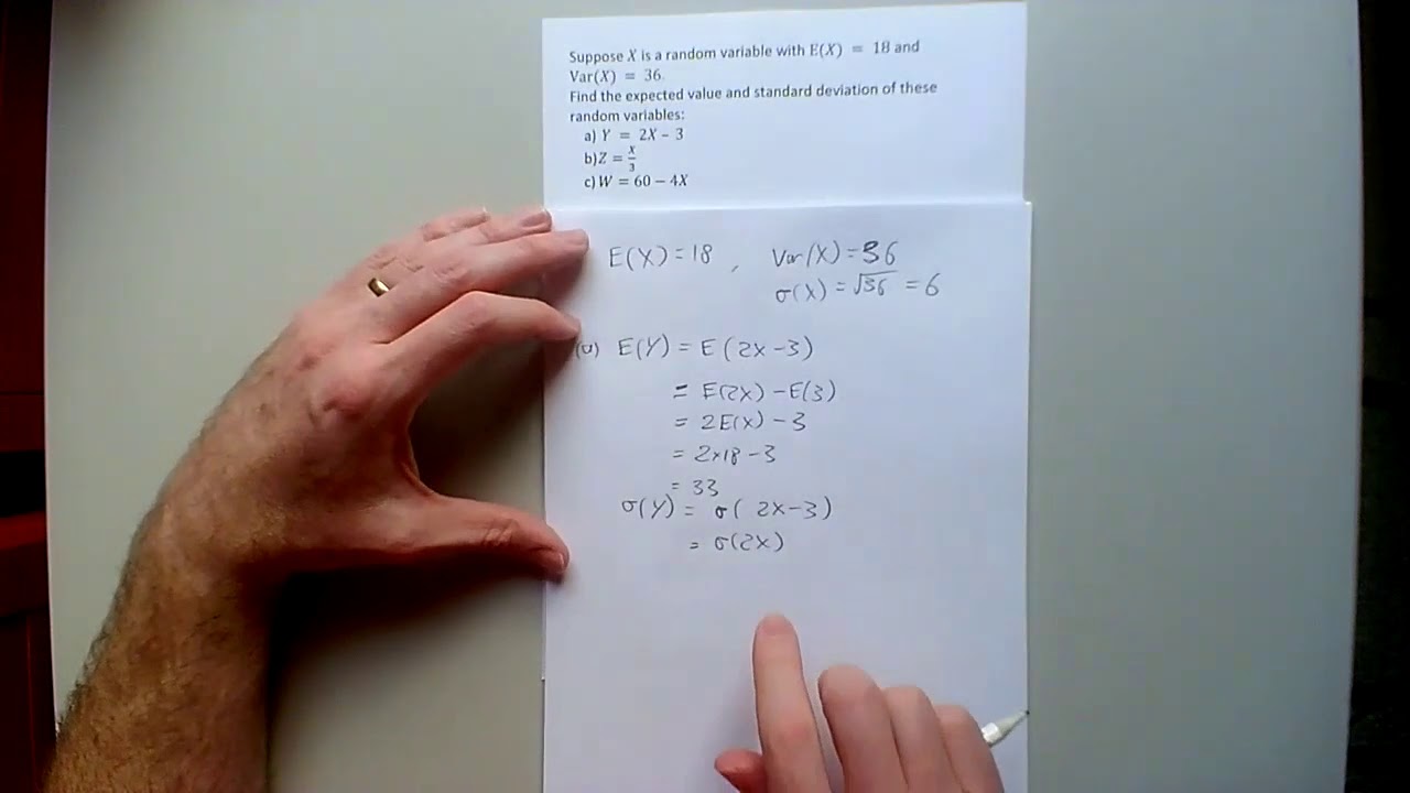 EXAMPLE: Expected value and standard deviation of linear equations of ...