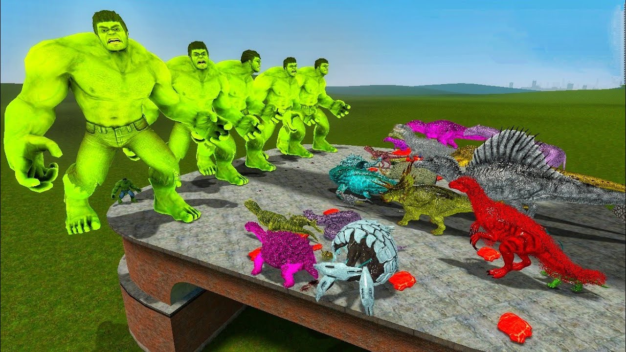 HULK vs ALL DINOSAURS ARK CREATURES in Garry's Mod - YouTube