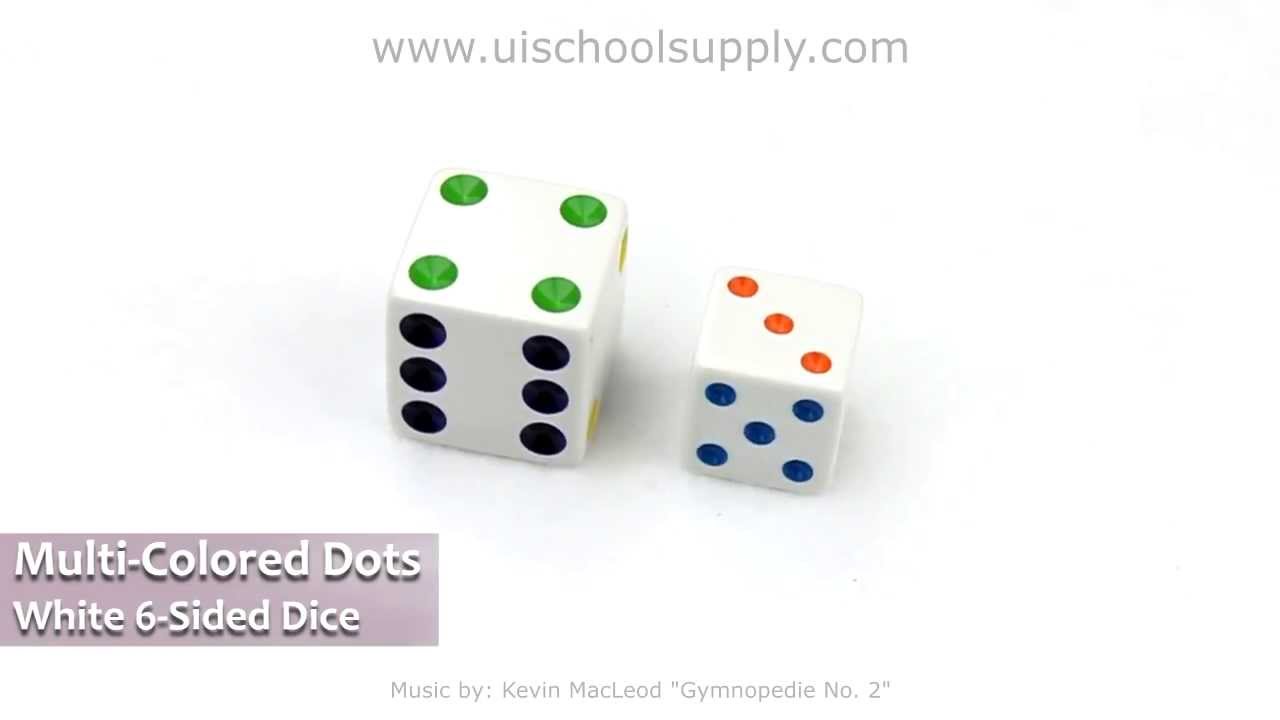 Multi-Colored Dots on White 6-Sided Dice - YouTube