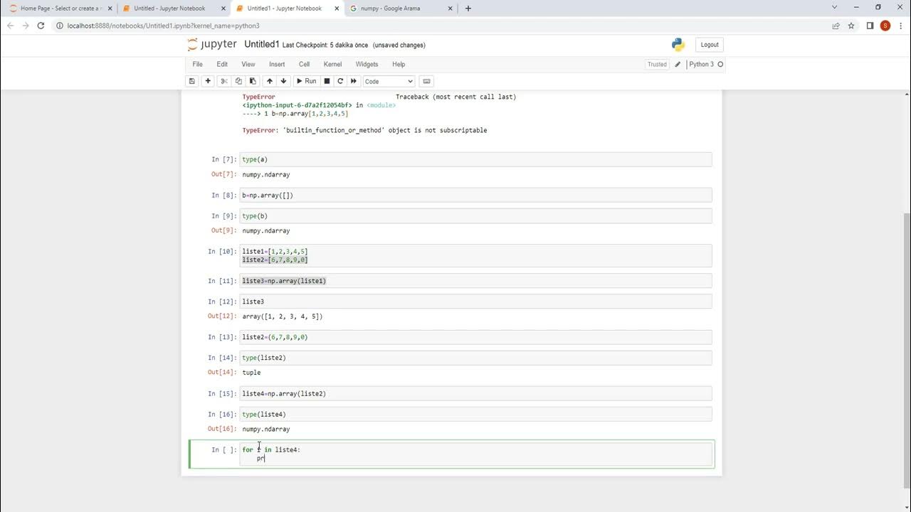 Python ile Veri Bilimi 2 Numpy Array Oluşturma - YouTube