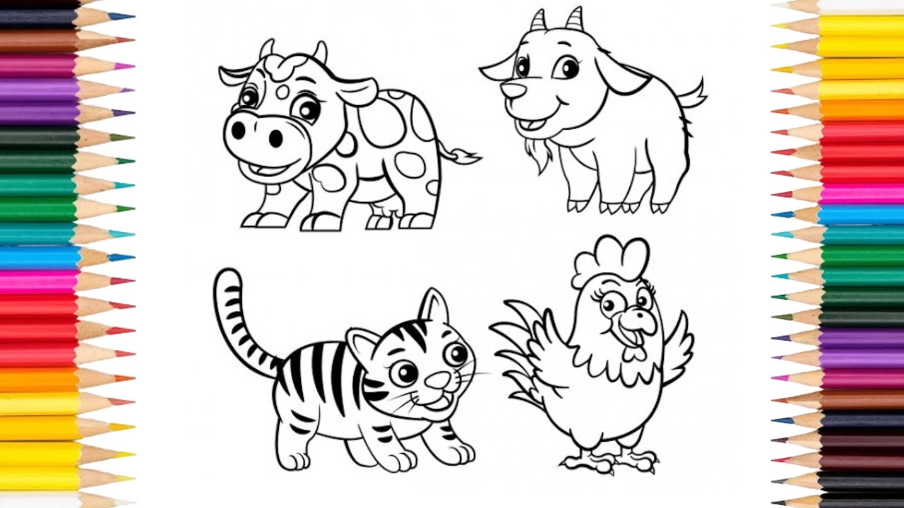 easy way to draw and color animals #kids #coloringandlearn - YouTube