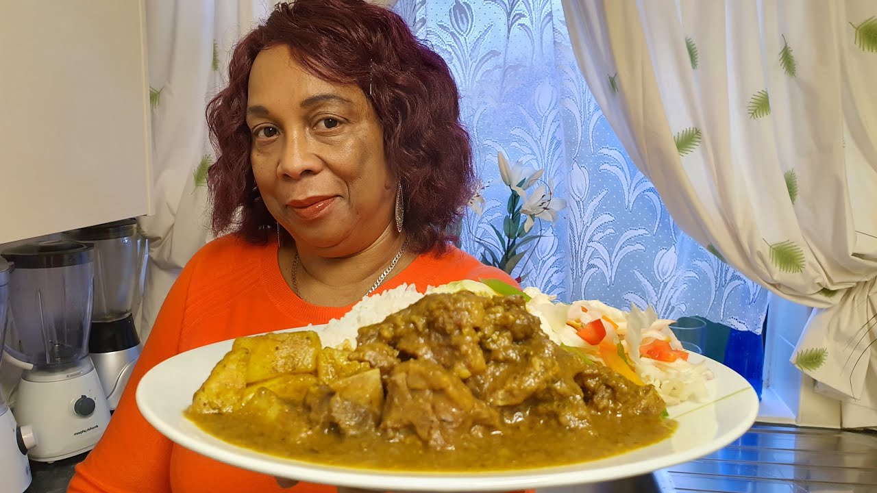 How to Make Jamaican Curried Goat & White Rice Served With Salad| Rose ...