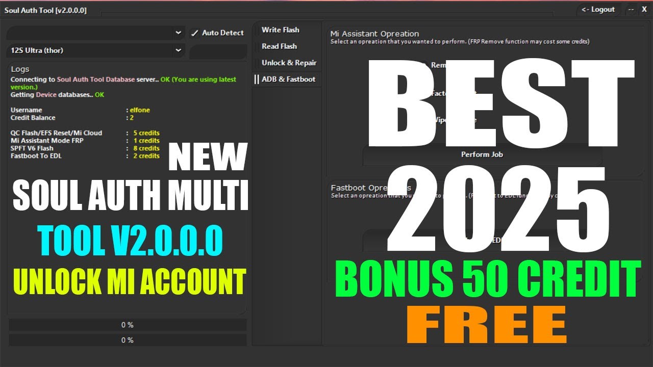 Soul Auth Multi Tool V2.0.0.0 | Bypass Mi Account Unlock Free Credit ...