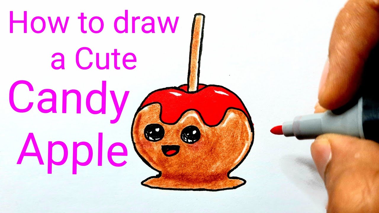 How to draw a Candy 🍬 Apple 🍎 Cute and easy - YouTube