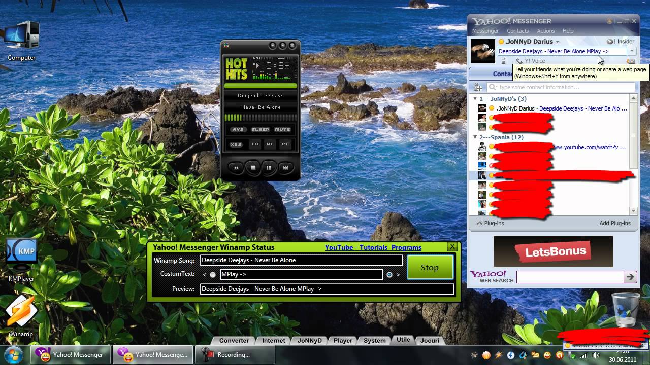 Yahoo! Messenger 10 / 11 Winamp Status in Visual Basic 2010 - YouTube