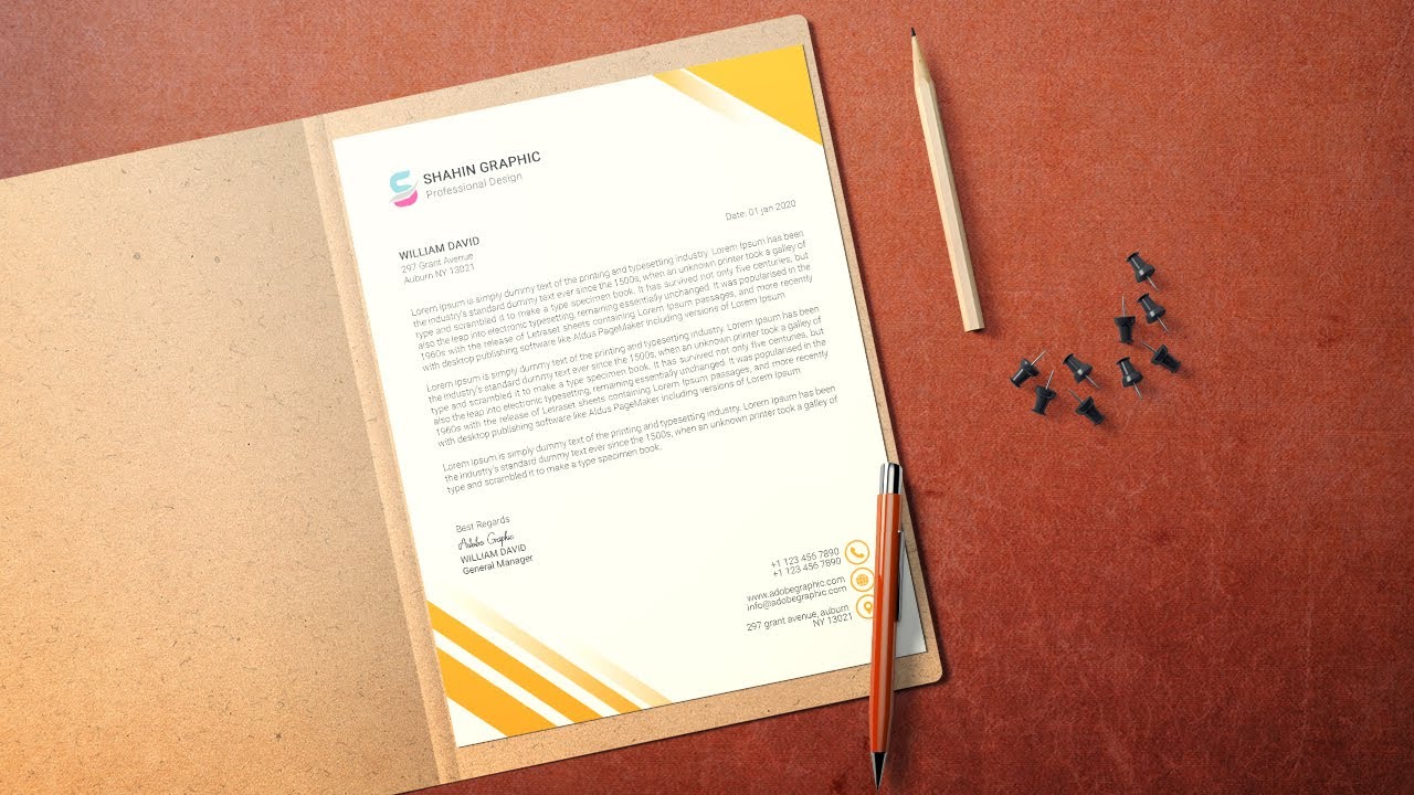 Letterhead Pager Design Photoshop Tutorial - YouTube