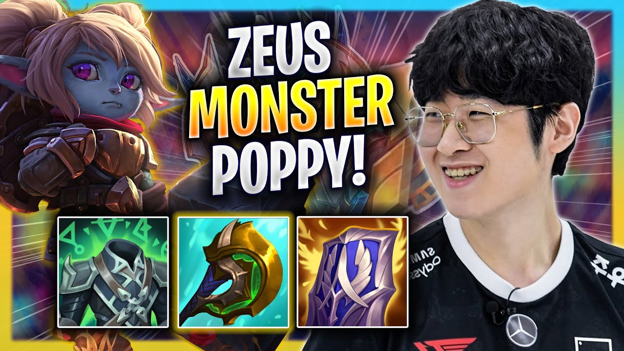ZEUS IS A MONSTER WITH POPPY! - T1 Zeus Plays Poppy TOP vs Gwen ...